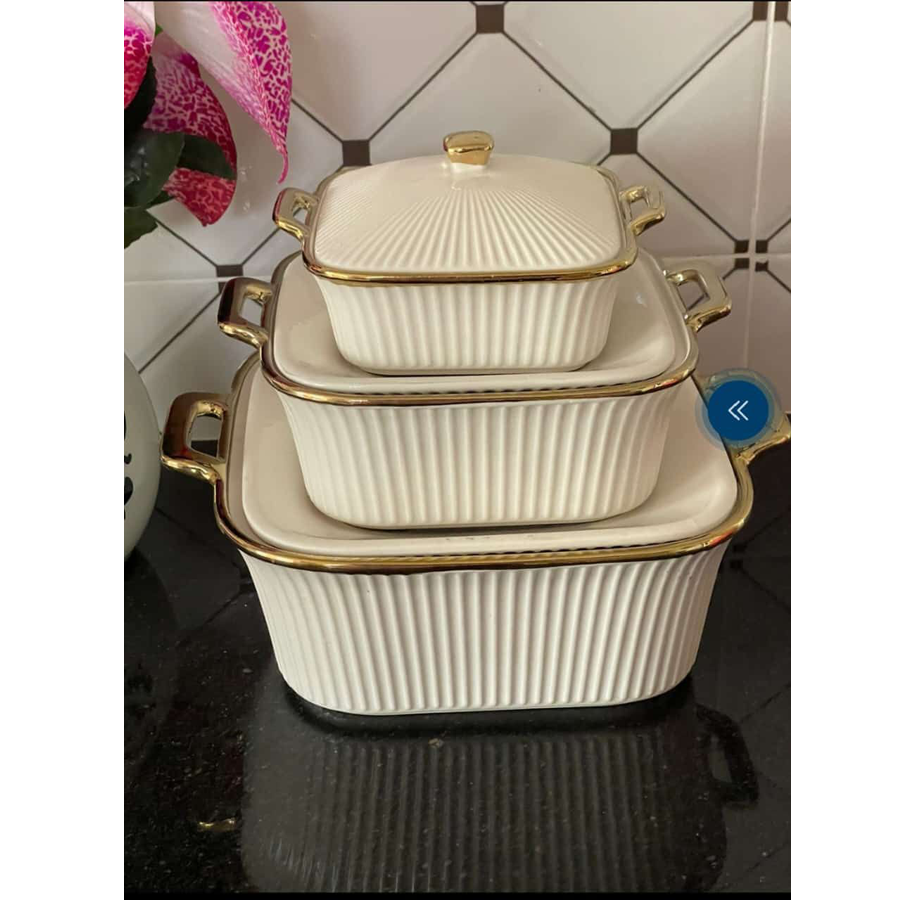 3 shaped ceramic hot pots - Dylmar households